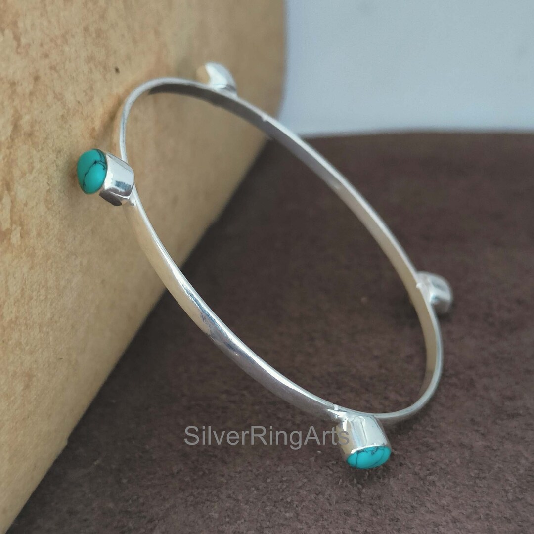 Turquoise Bangles,925 Sterling Silver Bangle,handmade Items,4 Gemstone ...