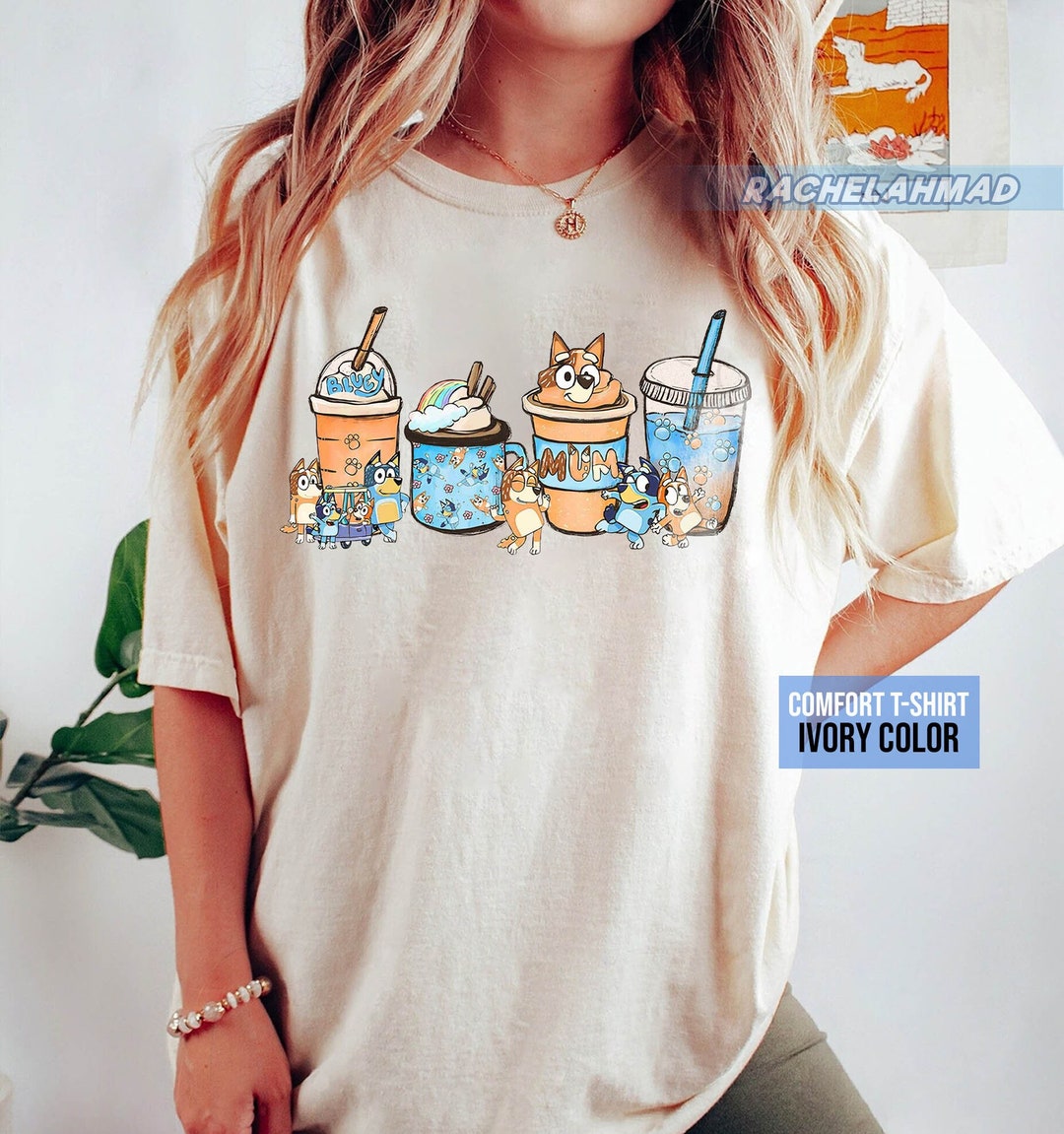 Bluey Bingo Latte Coffee Shirt Bluey Running on Bluey and - Etsy