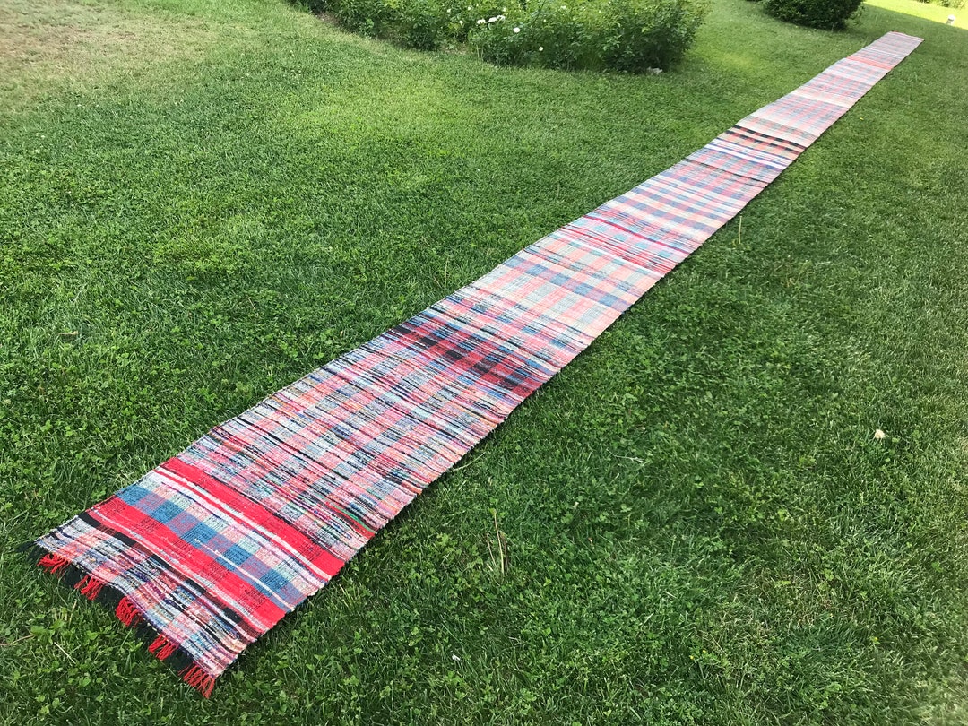 Extra Long Rag Runner Rug, Stair Runner Rug, Swedish Rag Rug Runner ...