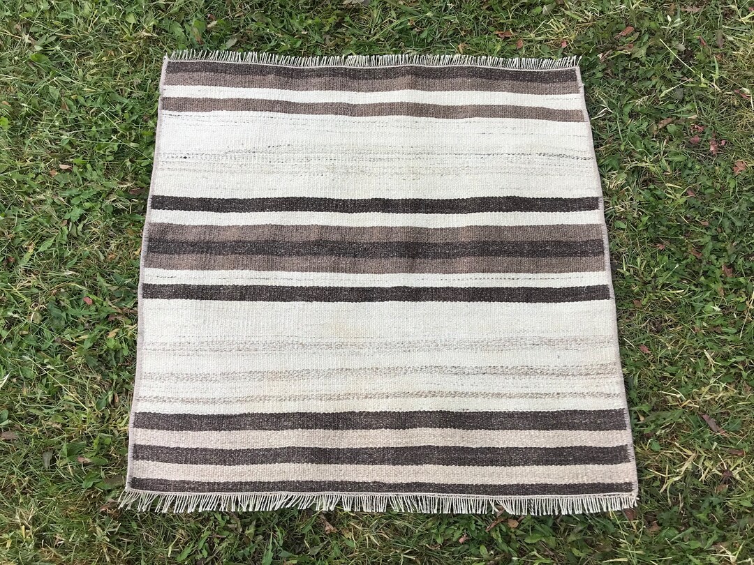 Square Small Rug, Striped Small Rug, Vintage Bath Mat, Door Mat Rug ...