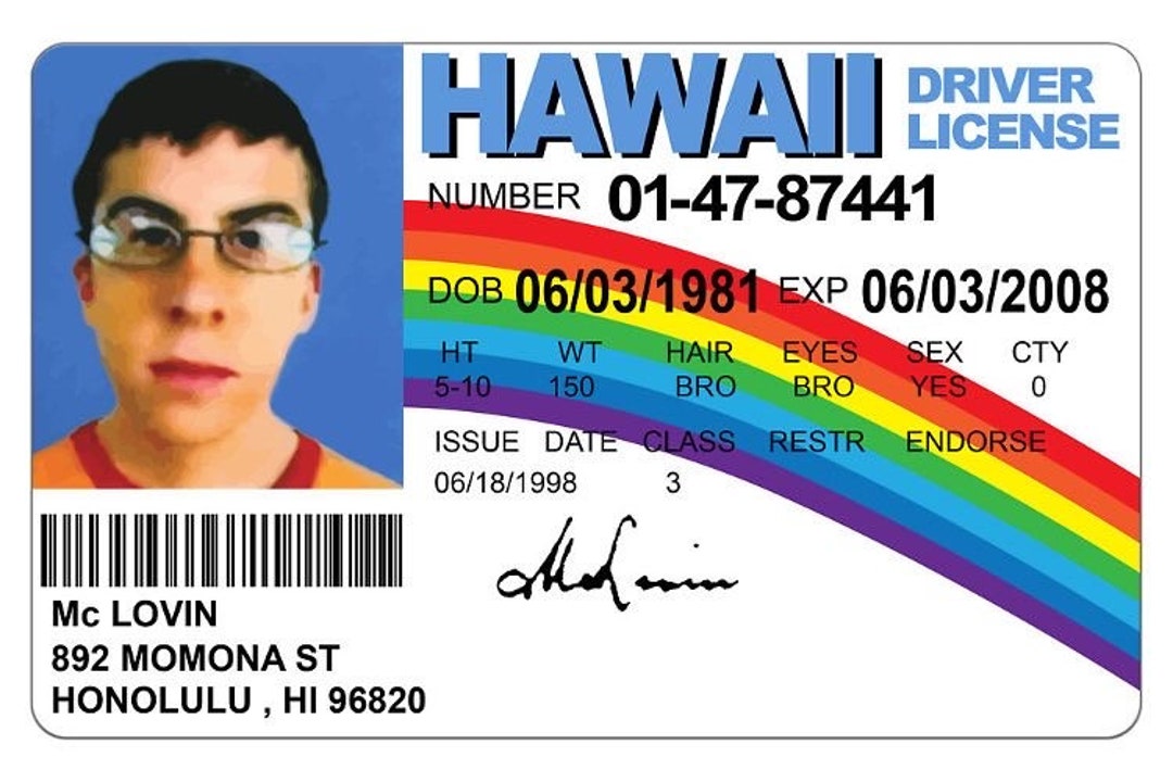 Mclovin Driver’s License Sticker, Debit Card Sticker, Credit Card ...
