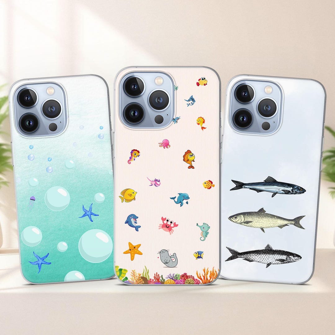 Cute Sea Creatures & Fishphone Case for iPhone 16 Pro Max 15 14 Pro 13 ...