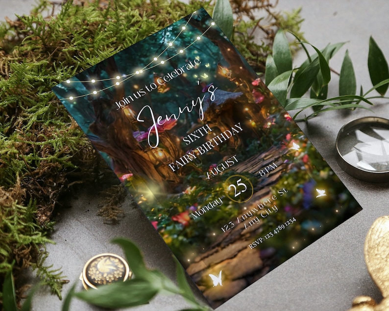 Custom Magical Forest Birthday Printable Invitation Fairy Garden ...