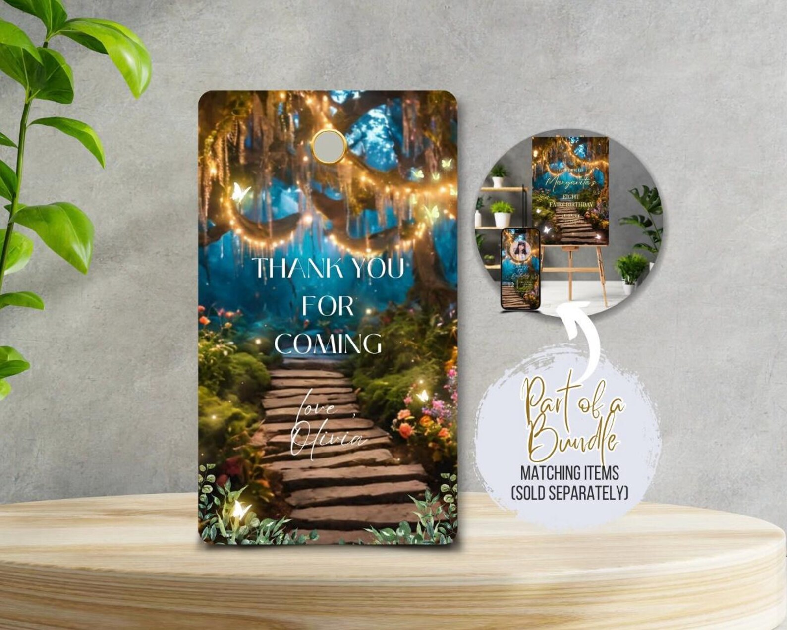 Blue Editable Enchanted Forest Thank You Tag Template Custom Gift Tag ...