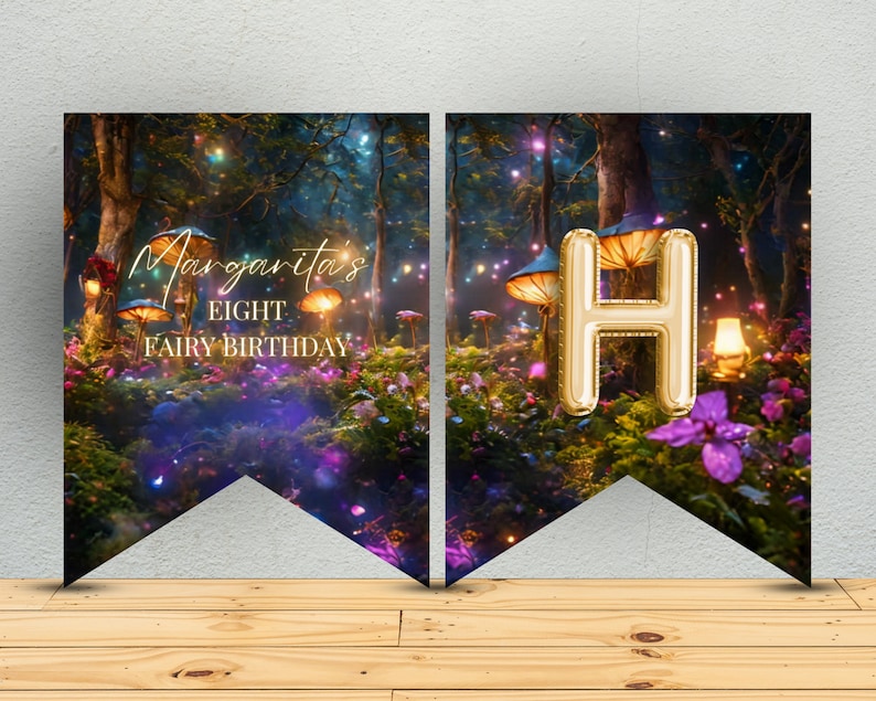 Enchanted Forest Happy Birthday Banner Fairy Party Decor Editable ...