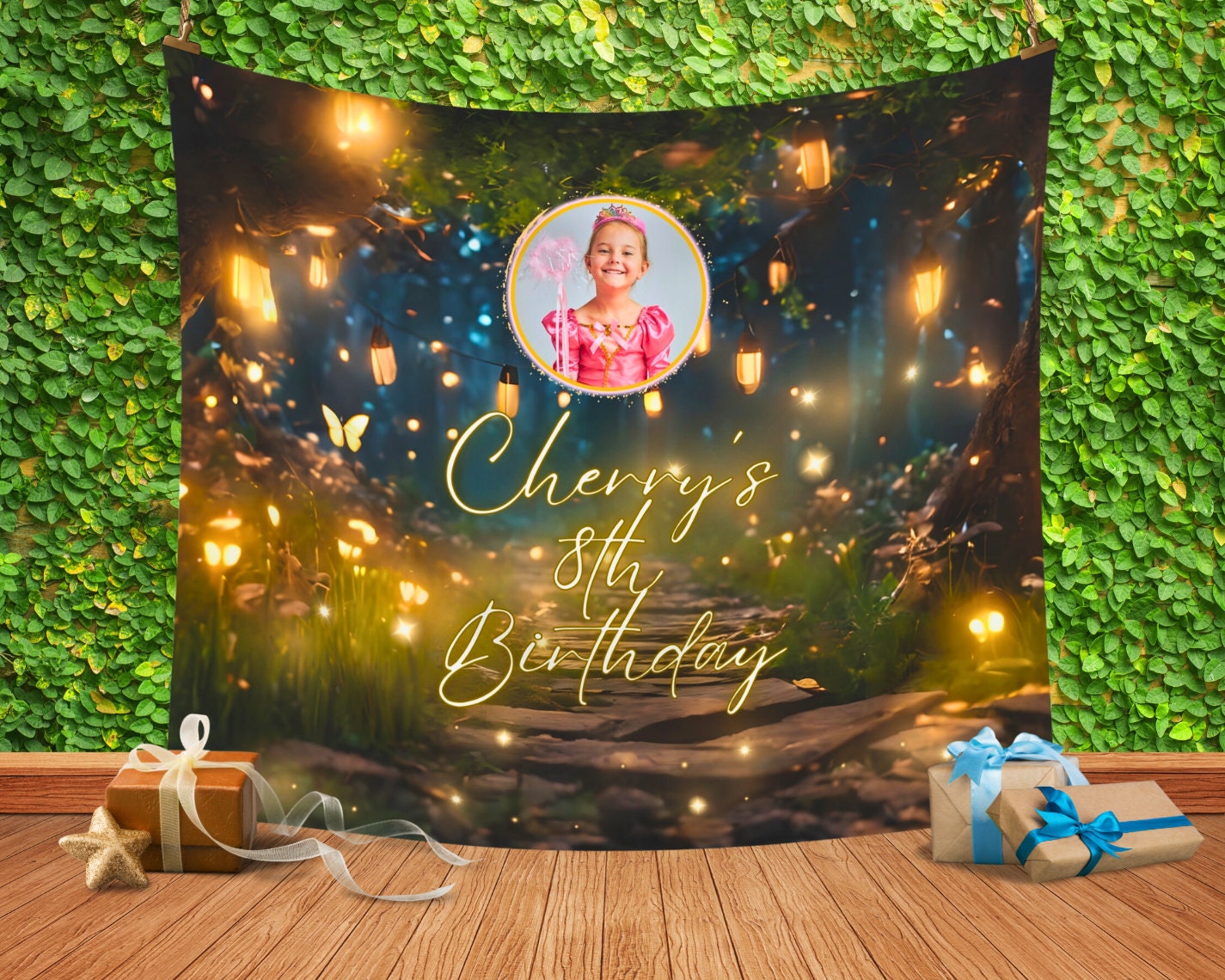Custom Enchanted Forest Fairy Birthday Backdrop Editable Template Fairy ...