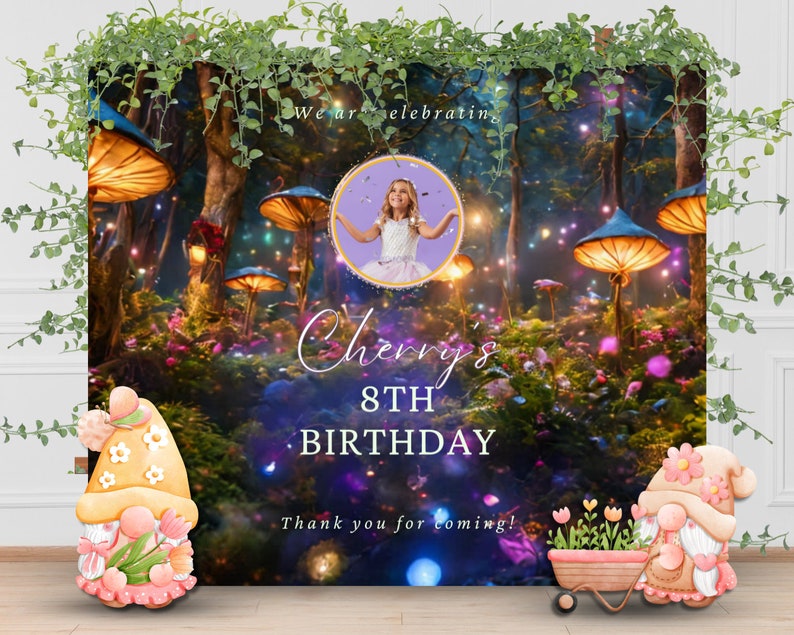 Custom Enchanted Forest Fairy Birthday Backdrop Fairy Birthday Banner ...