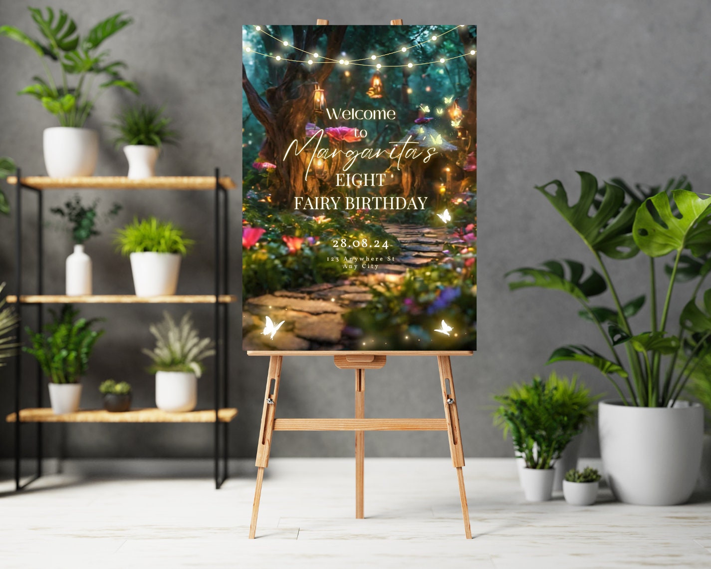 Magical Forest Birthday Party Welcome Sign Fairy Garden Easel Board ...