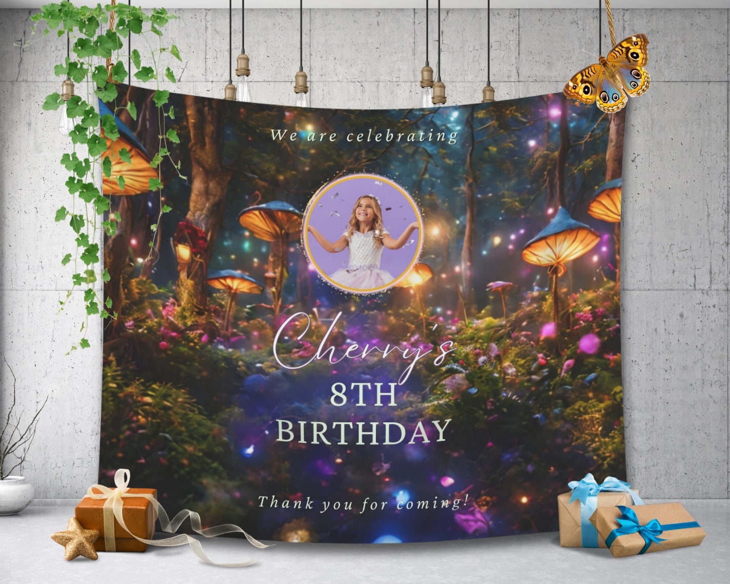 Custom Enchanted Forest Fairy Birthday Backdrop Fairy Birthday Banner ...