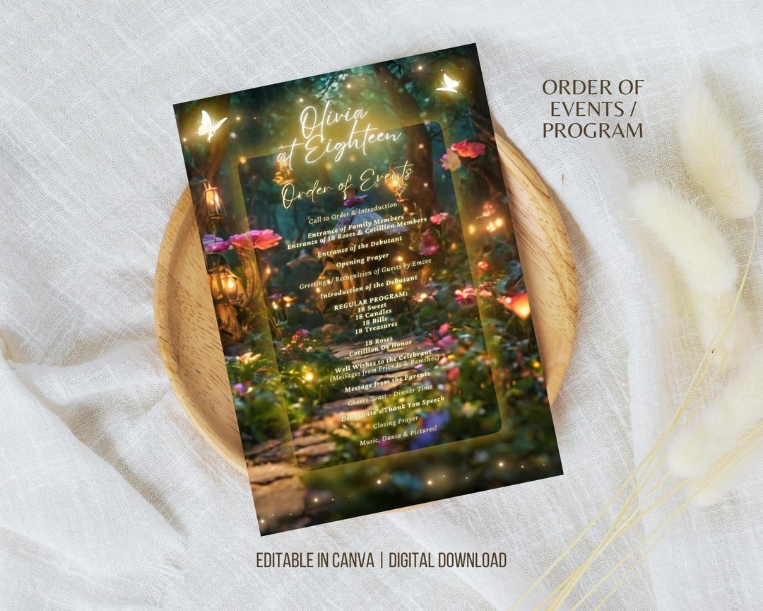 Enchanted Forest Birthday Program: Editable Magical Party Decor ...