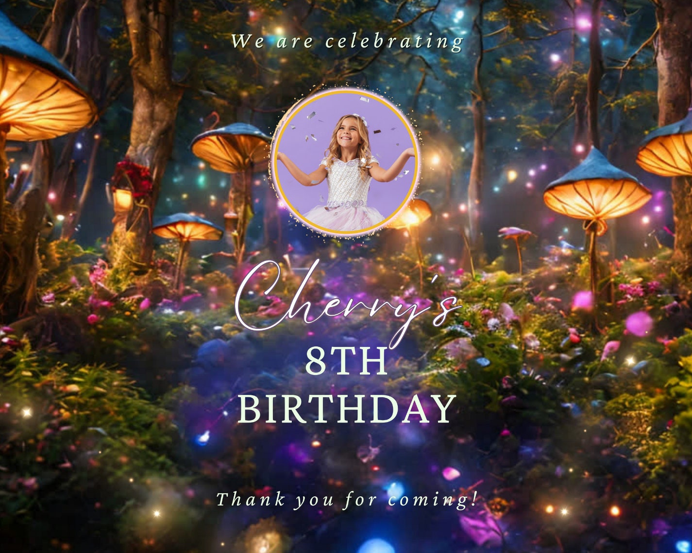 Custom Enchanted Forest Fairy Birthday Backdrop Fairy Birthday Banner ...