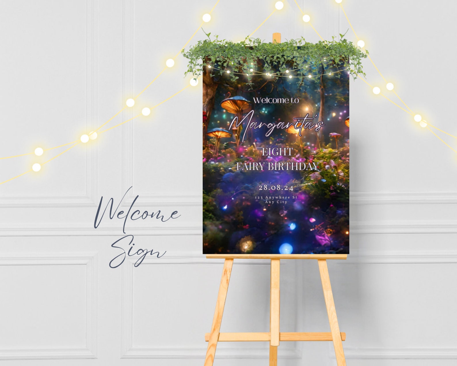 Enchanted Forest Welcome Sign Fairy Garden Easel Board Editable ...