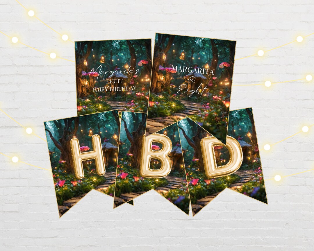 Enchanted Forest Happy Birthday Banner Fairy Party Decor Editable ...