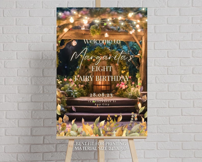 Secret Garden Birthday Party Welcome Sign Fairy Garden Easel Board ...