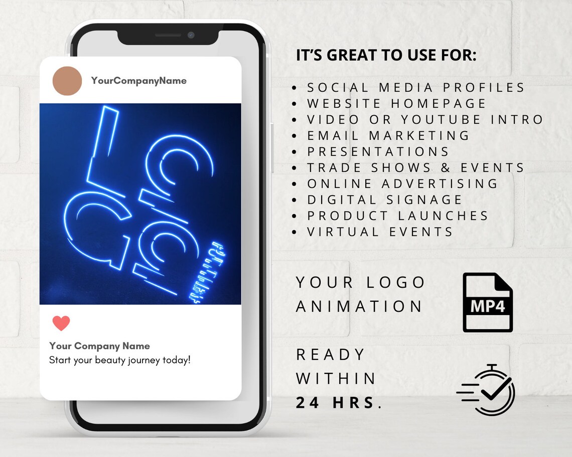 Neon Blue Logo Reveal Animated Logo Intro Fluorescent Logo Intro ...