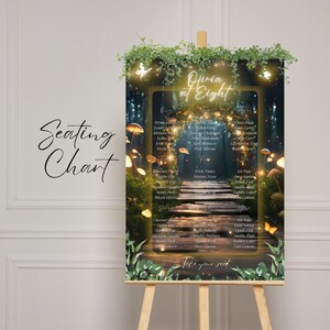 Custom Magical Forest Birthday Seating Chart Sign Board Printable Fairy ...