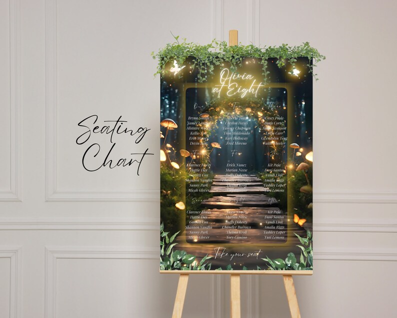 Custom Magical Forest Birthday Seating Chart Sign Board Printable Fairy ...