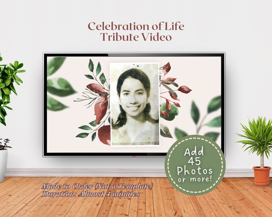 Premium Woman Funeral Celebration of Life Video Customized Memorial ...