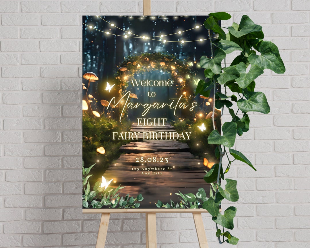 Enchanted Forest Birthday Party Welcome Sign Fairy Garden Easel Board ...