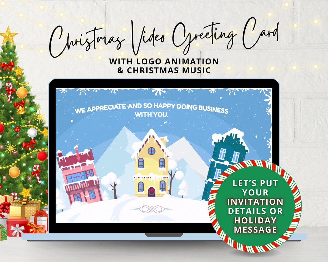Holiday Christmas Party Animated Invitation White Christmas Video ...