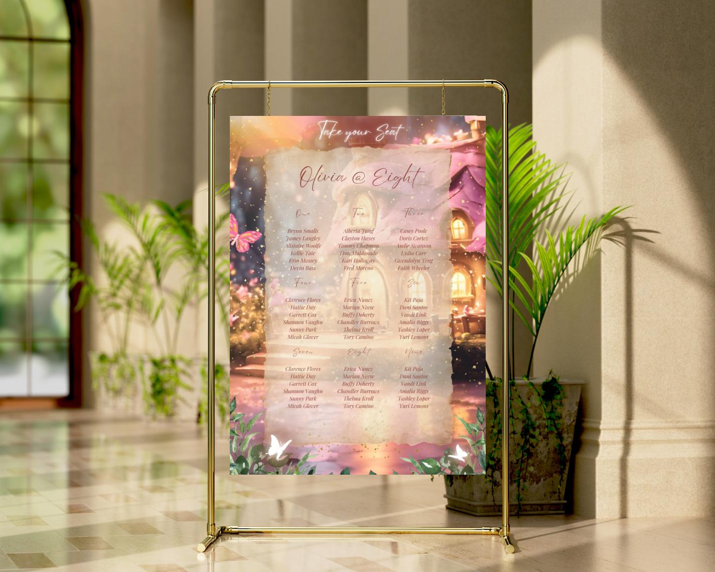 Enchanted Forest Birthday Seating Chart: Fairy Garden Party Decor ...