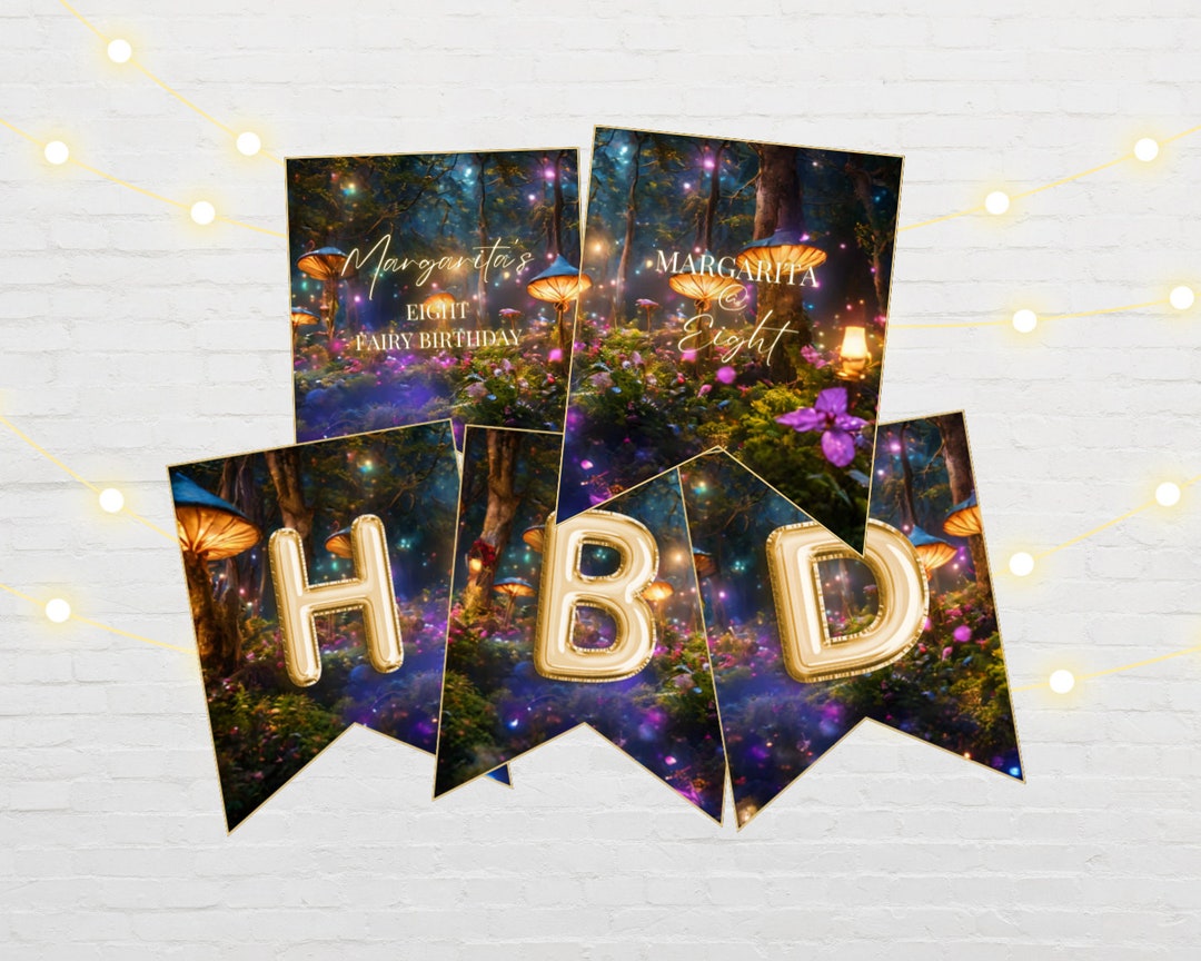 Enchanted Forest Happy Birthday Banner Fairy Party Decor Editable ...