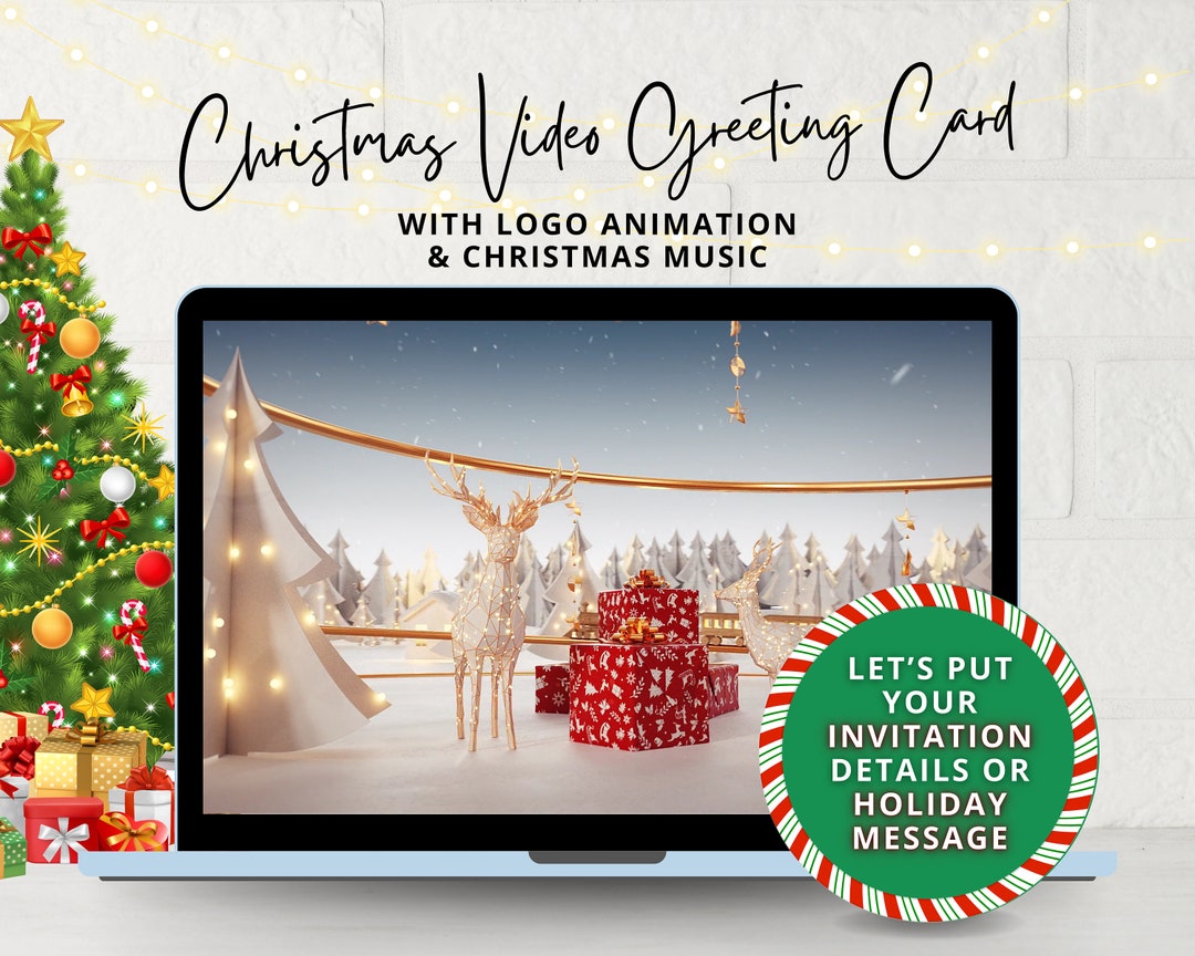 White Christmas Video Greeting Card Merry Christmas Logo Animation ...
