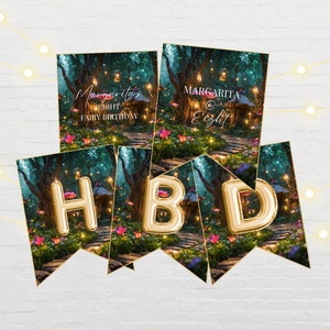 Custom Animated Magical Forest Birthday Bundle Fairy Party Decor ...