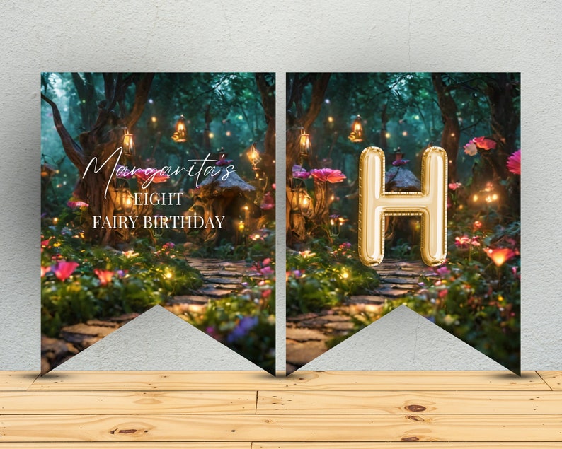 Enchanted Forest Happy Birthday Banner Fairy Party Decor Editable ...