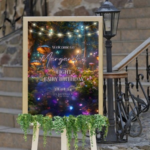 Enchanted Forest Welcome Sign Fairy Garden Easel Board Editable ...