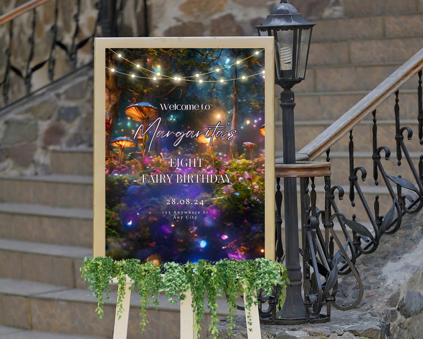 Enchanted Forest Welcome Sign Fairy Garden Easel Board Editable ...