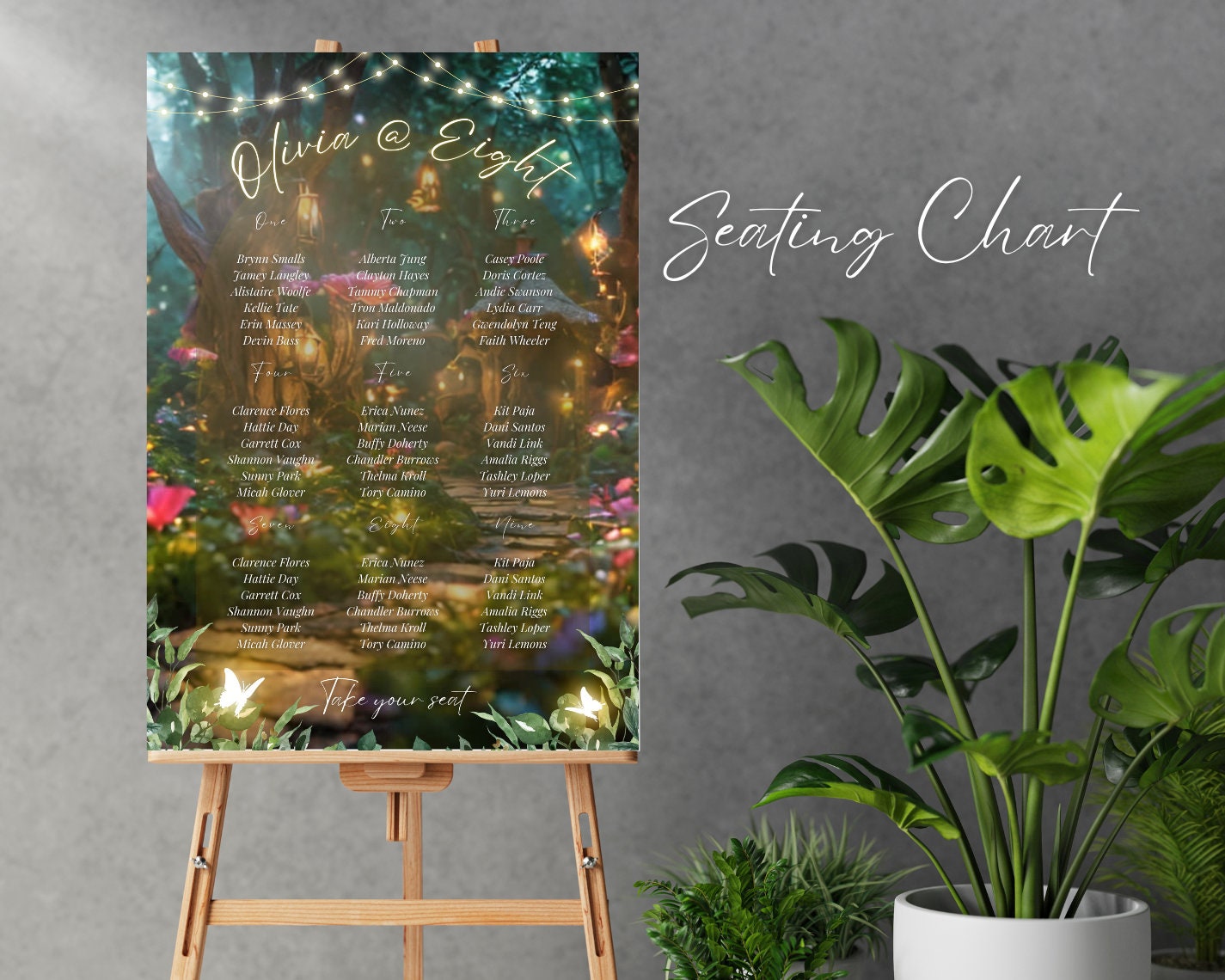 Magical Forest Birthday Party Seating Chart Sign Board Fairy Garden ...