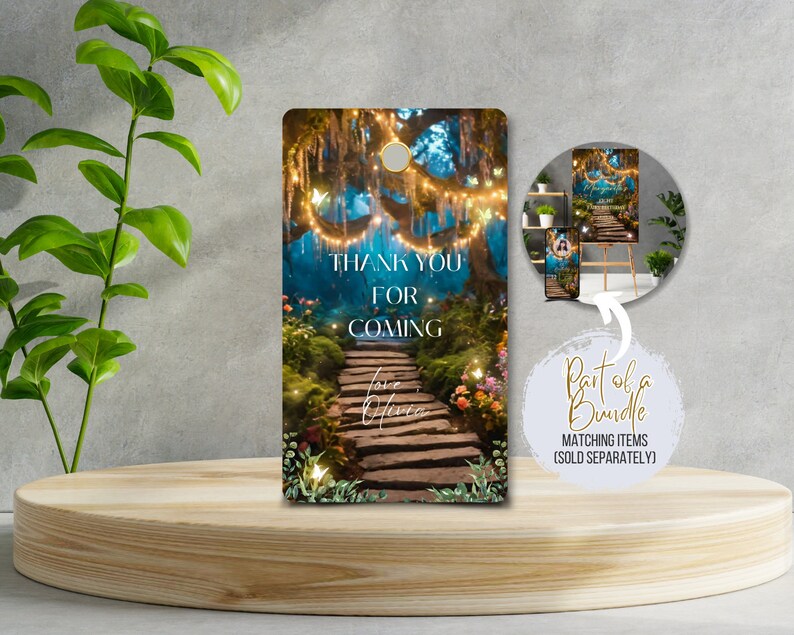 Blue Editable Enchanted Forest Thank You Tag Template Custom Gift Tag ...