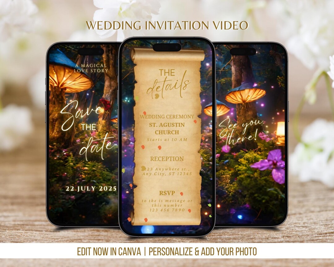 Animated Wedding Invitation Video Magical Mushroom Fantasyland Custom ...