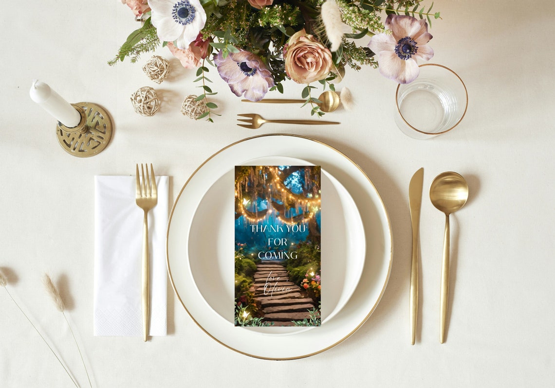 Blue Editable Enchanted Forest Thank You Tag Template Custom Gift Tag ...