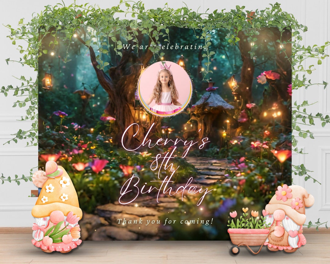 Custom Enchanted Forest Fairy Birthday Backdrop Fairy Birthday Banner ...