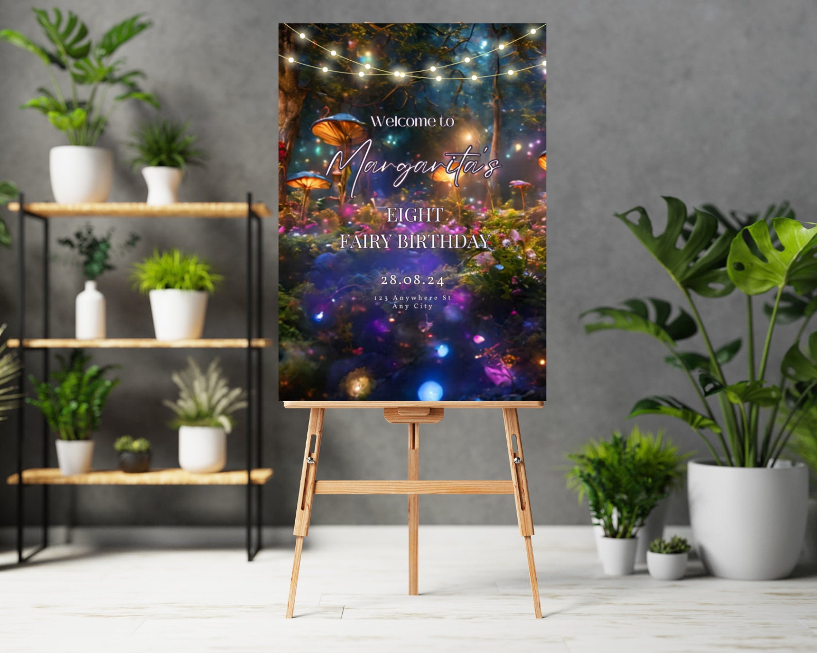 Enchanted Forest Welcome Sign Fairy Garden Easel Board Editable ...