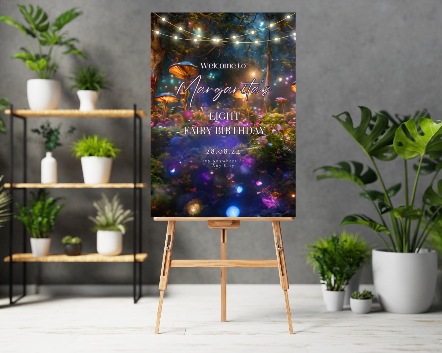 Enchanted Forest Welcome Sign Fairy Garden Easel Board Editable ...