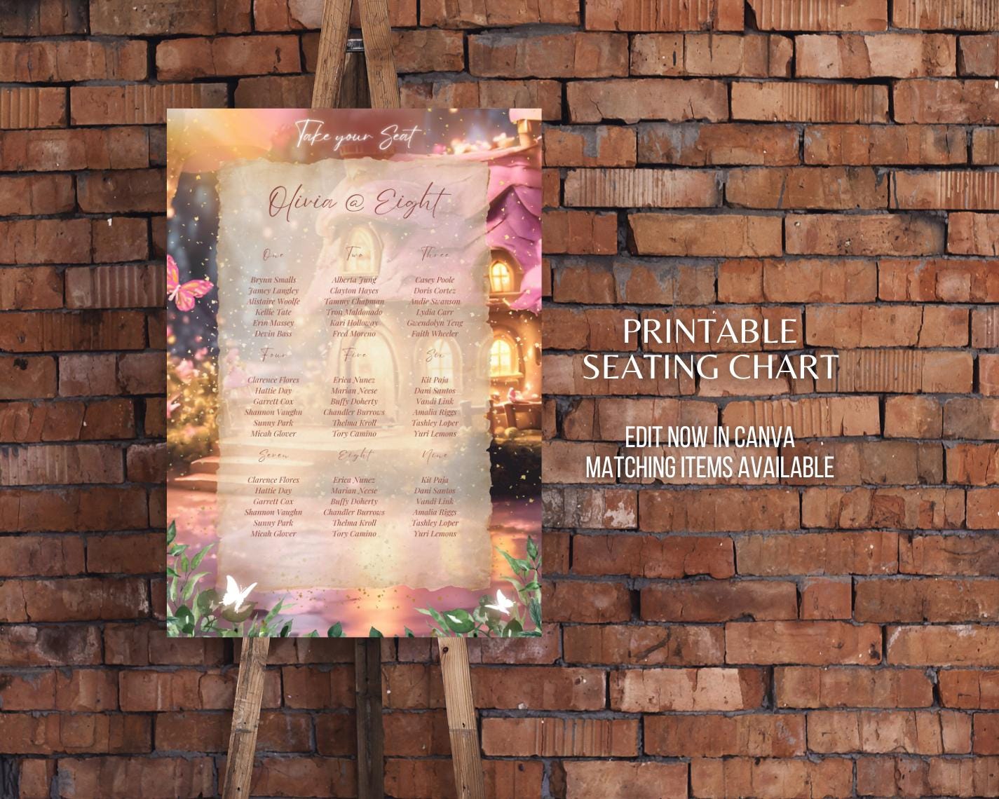 Enchanted Forest Birthday Seating Chart: Fairy Garden Party Decor ...