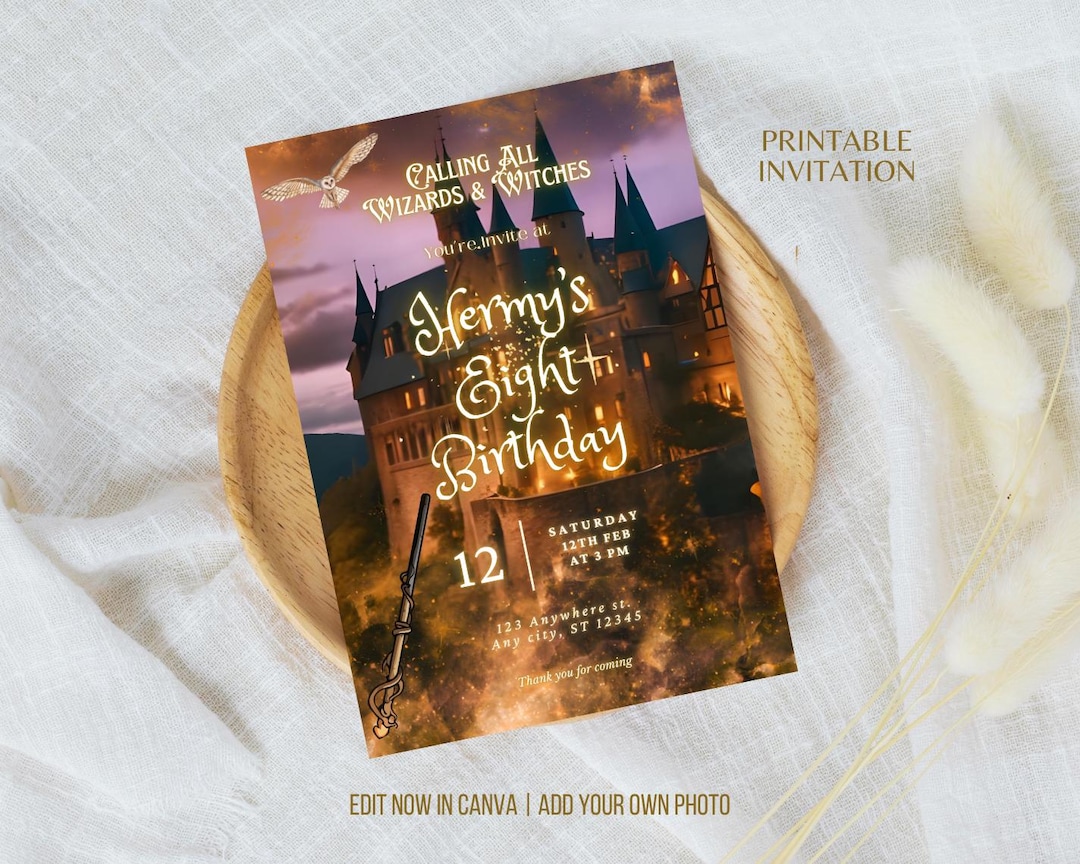 Custom Wizard Birthday Printable Invitation Wizarding World of Magic ...