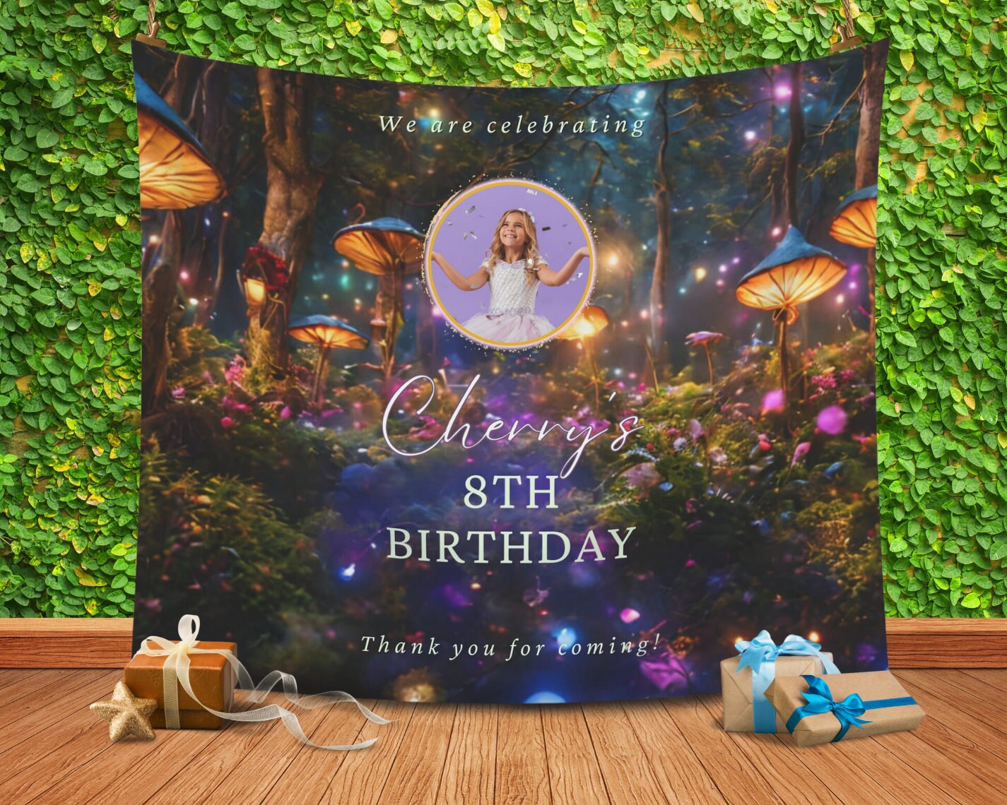 Custom Enchanted Forest Fairy Birthday Backdrop Fairy Birthday Banner ...