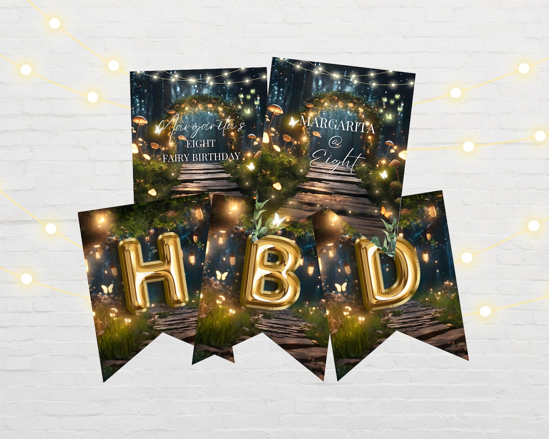 Custom Enchanted Forest Happy Birthday Banner Fairy Party Decor ...