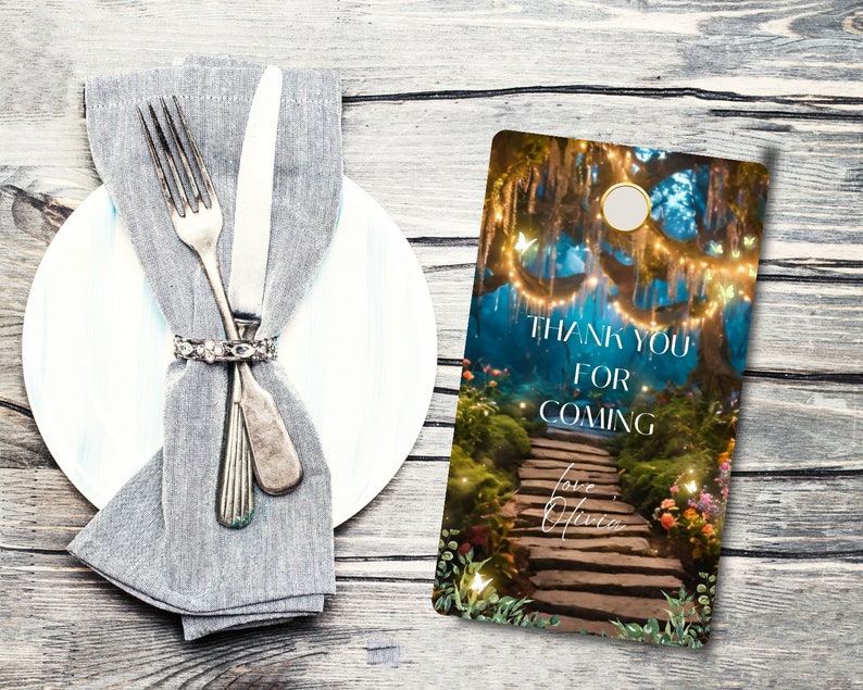 Blue Editable Enchanted Forest Thank You Tag Template Custom Gift Tag ...