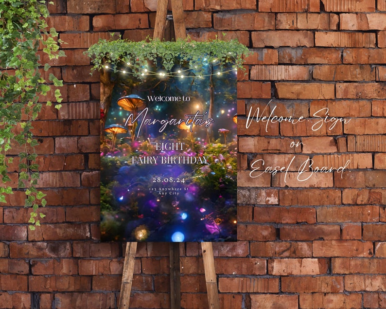 Enchanted Forest Welcome Sign Fairy Garden Easel Board Editable ...