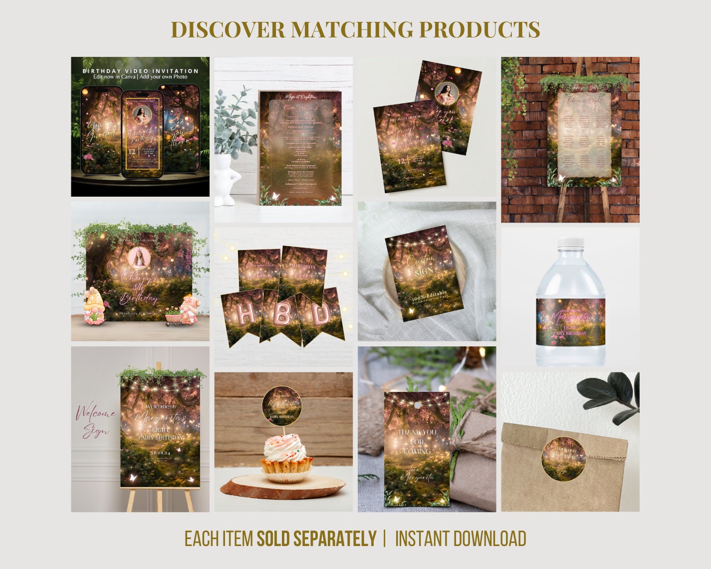 Pink Enchanted Forest Welcome Sign Fairy Garden Easel Board Editable ...