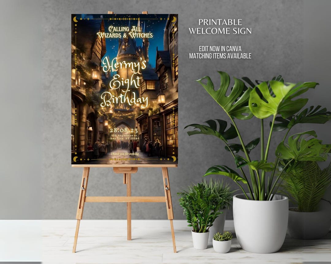 Wizard Personalized Birthday Party Welcome Sign Editable Template ...