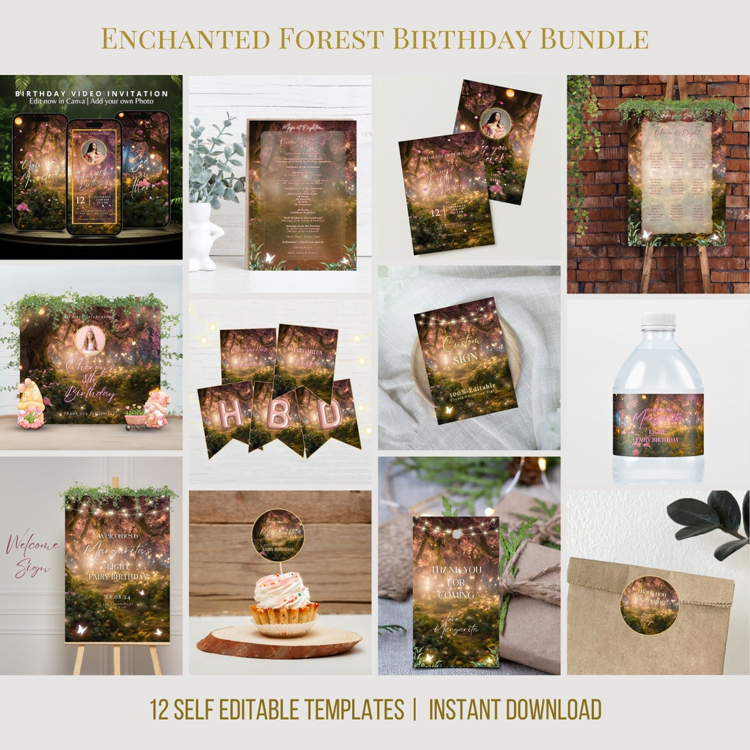 Custom Animated Magical Forest Birthday Invitation Bundle Fairy Garden ...