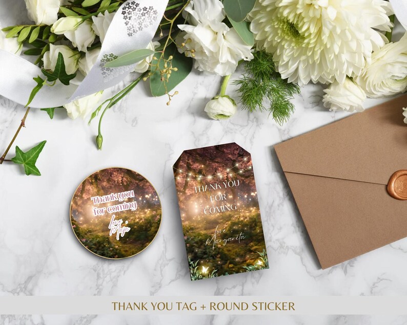 Enchanted Forest Thank You Tag Template Pink Fantasyland Custom Gift ...