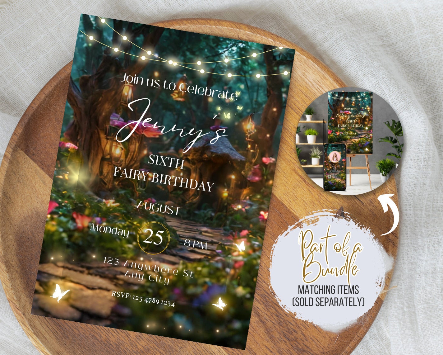 Custom Magical Forest Birthday Printable Invitation Fairy Garden ...