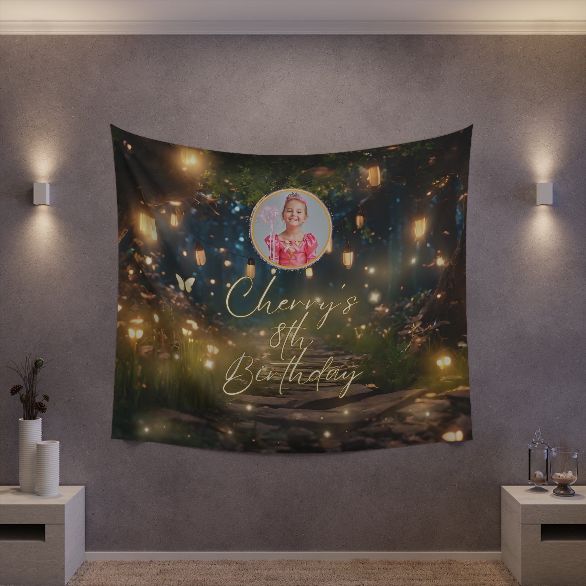 Custom Enchanted Forest Fairy Birthday Backdrop Editable Template Fairy ...